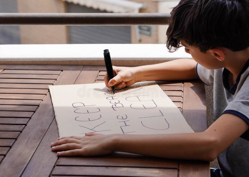Teenager Writing Keep the Beach Clean Stock Photo - Image of choice ...
