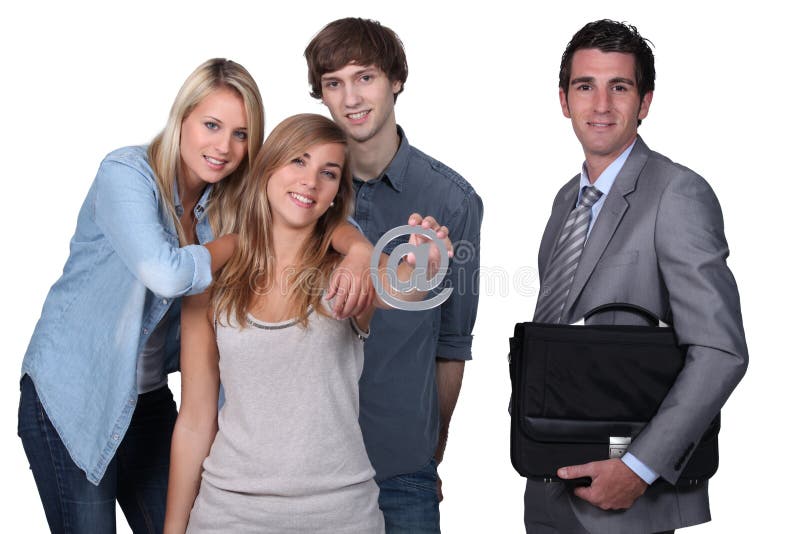Teenagers Holding the @ Sign Stock Image - Image of symbols, fair: 26320303
