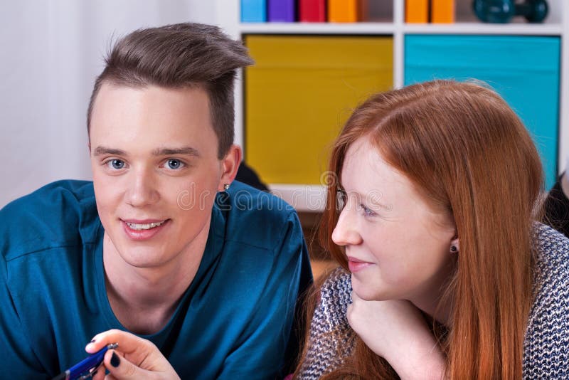 Teenagers are learning stock image. Image of college - 40737425