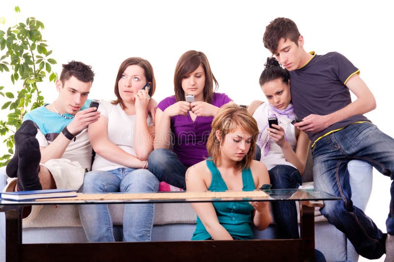 Teenagers - mobile mania stock image. Image of communication - 15571809
