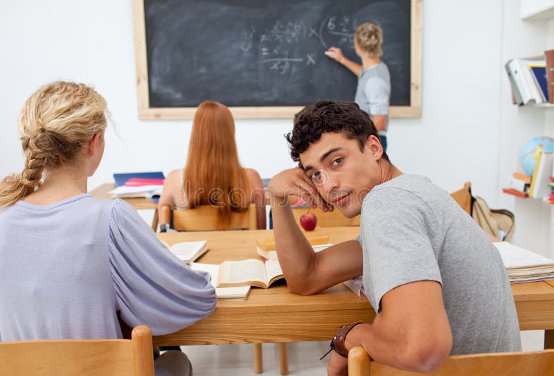 Teenagers Studying Together in a Class Stock Image - Image of ...