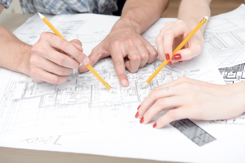 Teenagers Working at Projective Drawing Stock Photo - Image of modern ...