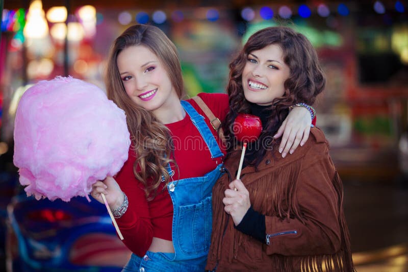 Teen at Fair Eating Candy Floss or Cotton. Stock Image - Image of ...