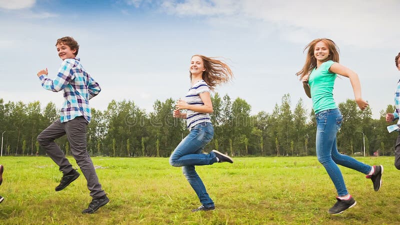 Teens Having Fun on the Meadow Stock Video Footage - Video of person ...