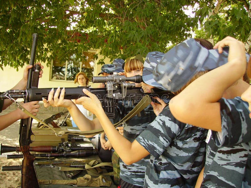 Teens from the Military Club Studying Weapons at a Military Base ...