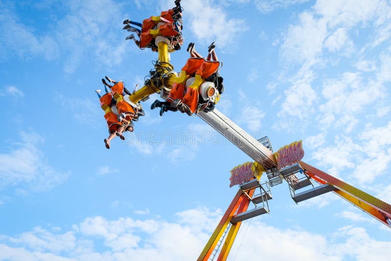 Teens Go Upside Down on Carnival Ride Editorial Stock Image - Image of ...