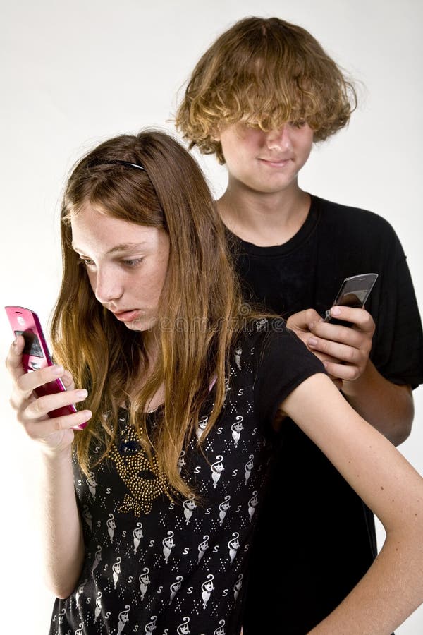 Teens Texting on Cell Phone Stock Image - Image of girl, contact: 5852595