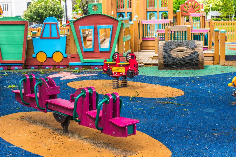 Teeter Totter & Playground Stock Image - Image of play, playing: 90336837