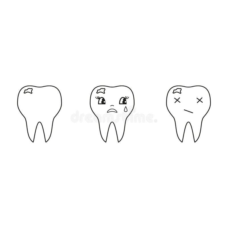 Teeth of bad set icons stock vector. Illustration of kids - 116541478