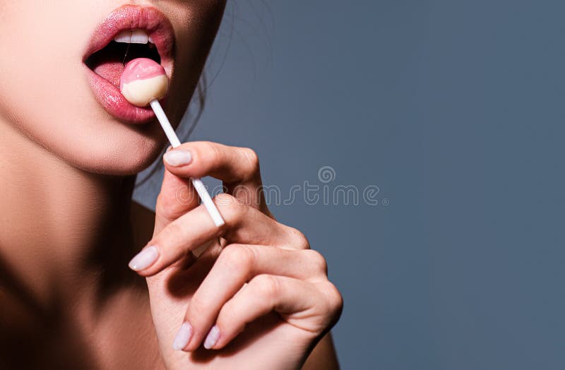 Teeth Care. Woman with Healthy Teeth Eat Sweets. Stock Image - Image of ...
