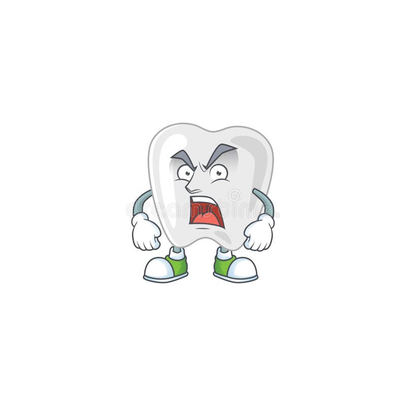 Teeth Cartoon Character Design with Mad Face Stock Vector ...