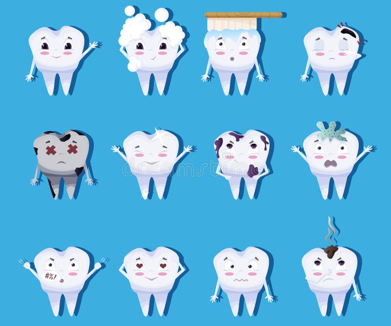 Teeth cartoon characters stock illustration. Illustration of emotion ...