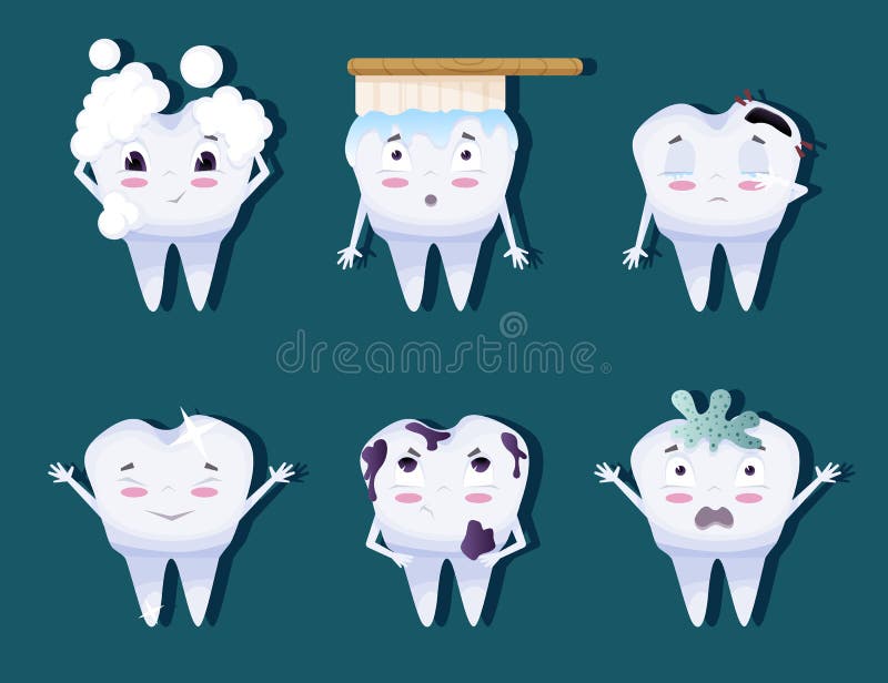 Teeth cartoon characters stock vector. Illustration of medicine - 269316623