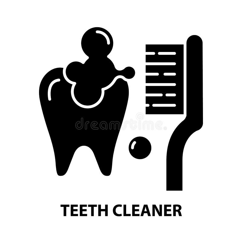 Teeth Cleaner Icon, Black Vector Sign with Editable Strokes, Concept ...