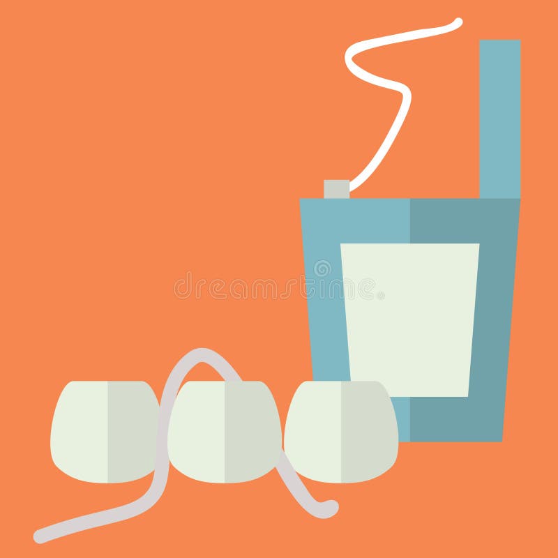 Teeth with Dental Floss. Vector Illustration Decorative Design Stock ...