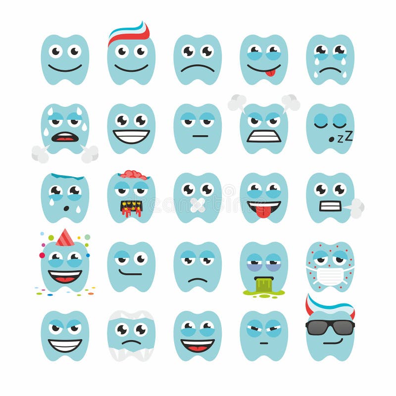 Teeth with Different Emotions Stock Vector - Illustration of concept ...
