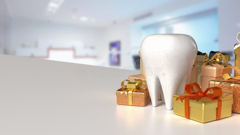 The Teeth and Gift Box for Dental or Health Concept 3d Rendering Stock ...