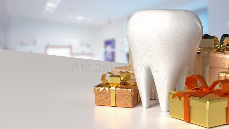 The Teeth and Gift Box for Dental or Health Concept 3d Rendering Stock ...
