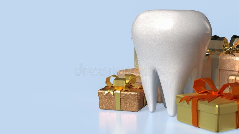 The Teeth and Gift Box for Dental or Health Concept 3d Rendering Stock ...