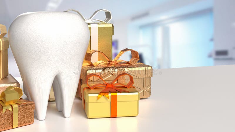 The Teeth and Gift Box for Dental or Health Concept 3d Rendering Stock ...