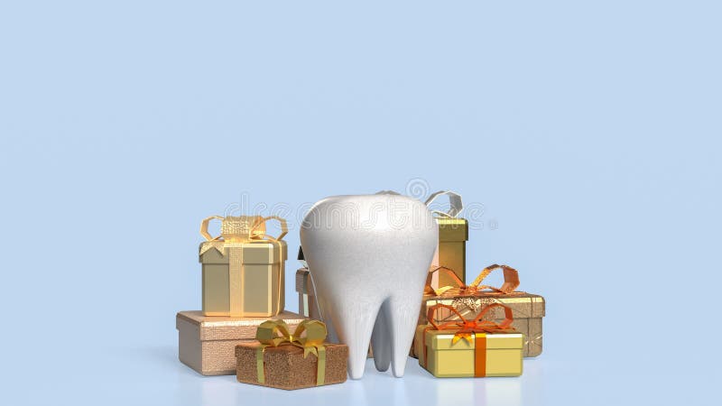 The Teeth and Gift Box for Dental or Health Concept 3d Rendering Stock ...