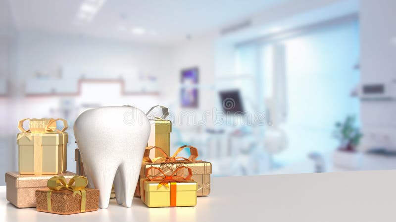 The Teeth and Gift Box for Dental or Health Concept 3d Rendering Stock ...