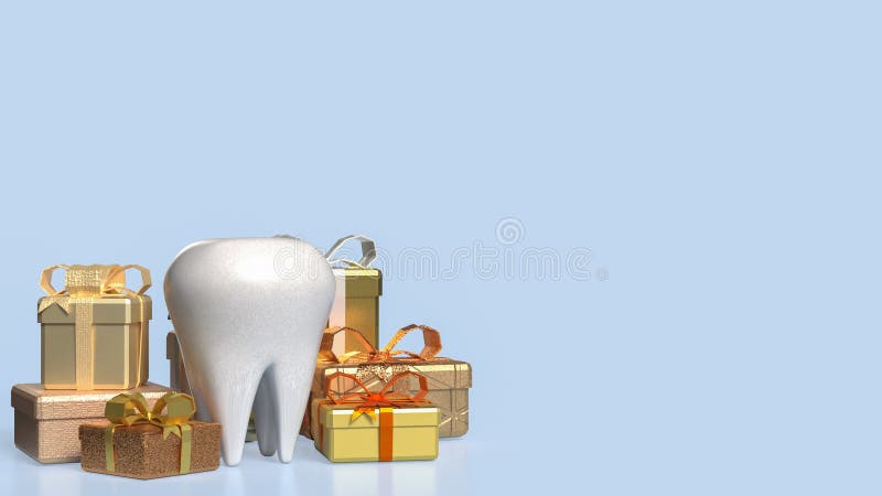 The Teeth and Gift Box for Dental or Health Concept 3d Rendering Stock ...
