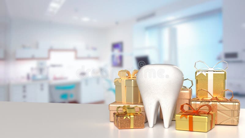 The Teeth and Gift Box for Dental or Health Concept 3d Rendering Stock ...