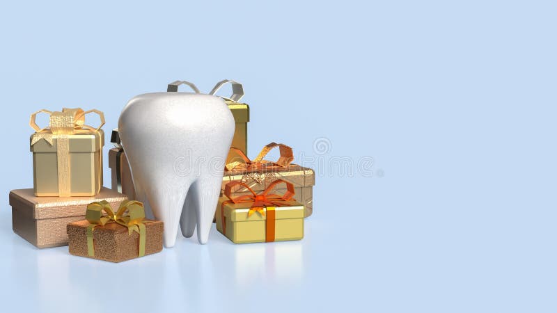 The Teeth and Gift Box for Dental or Health Concept 3d Rendering Stock ...