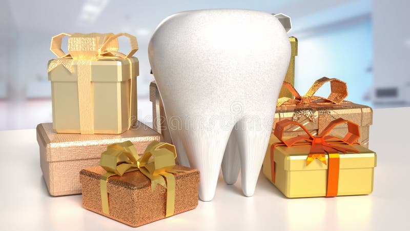 The Teeth and Gift Box for Dental or Health Concept 3d Rendering Stock ...