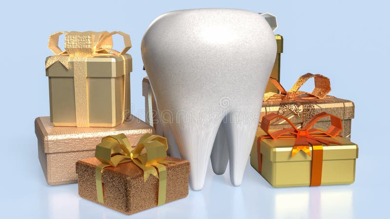 The Teeth and Gift Box for Dental or Health Concept 3d Rendering Stock ...