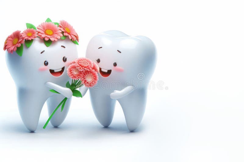 Teeth in Love with Flowers. Space for Text. Stock Illustration ...