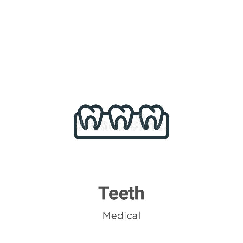 Teeth Set - Outline Vector Illustration - Isolated on White Background ...