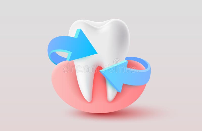 Teeth with Protection, Arrows Around the Tooth. Vector Illustration ...
