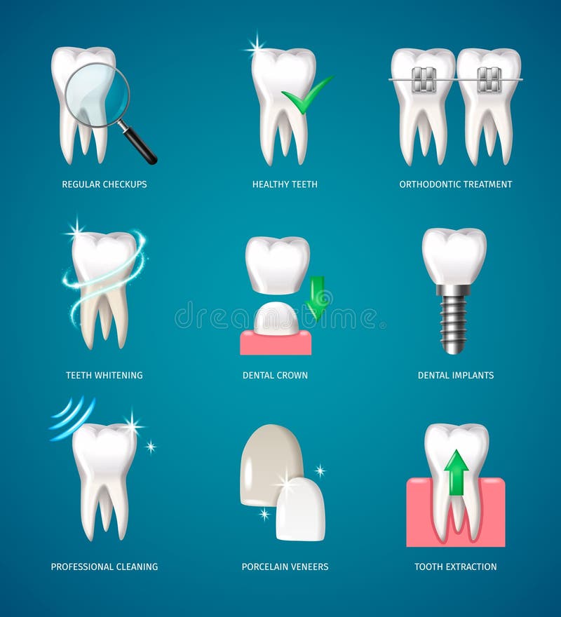 Teeth Realistic Icons stock illustration. Illustration of healthy ...