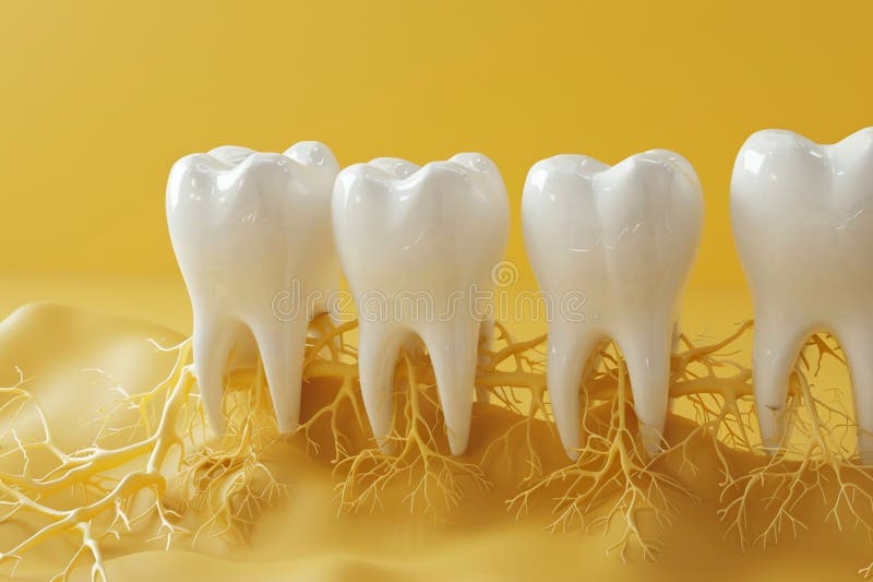 Teeth and Roots 3D Illustration Stock Illustration - Illustration of ...