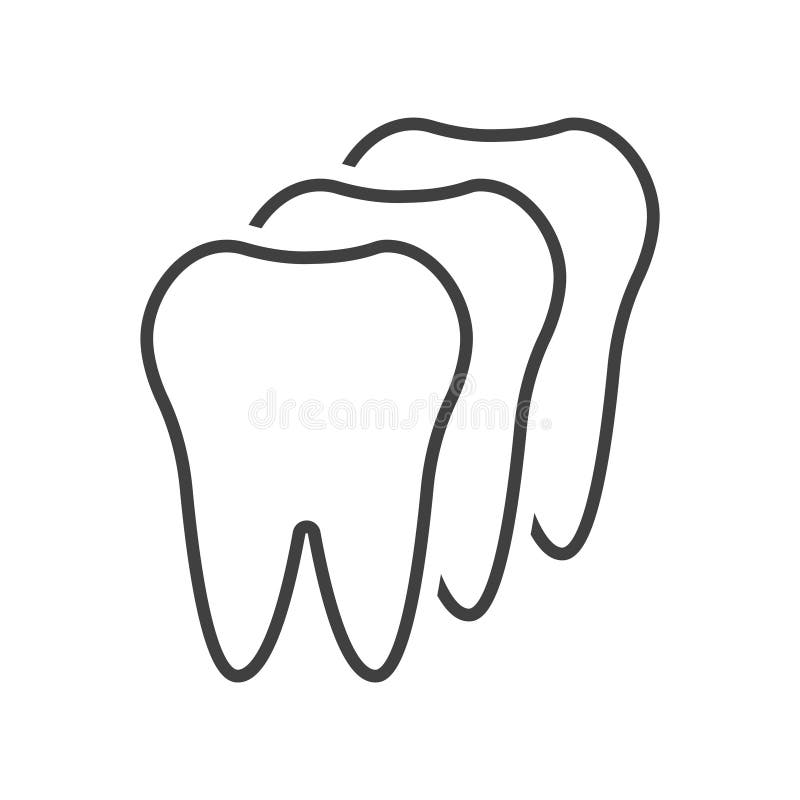 Teeth in a Row Icon. a Simple Line Drawing of Three Teeth in a Row One ...