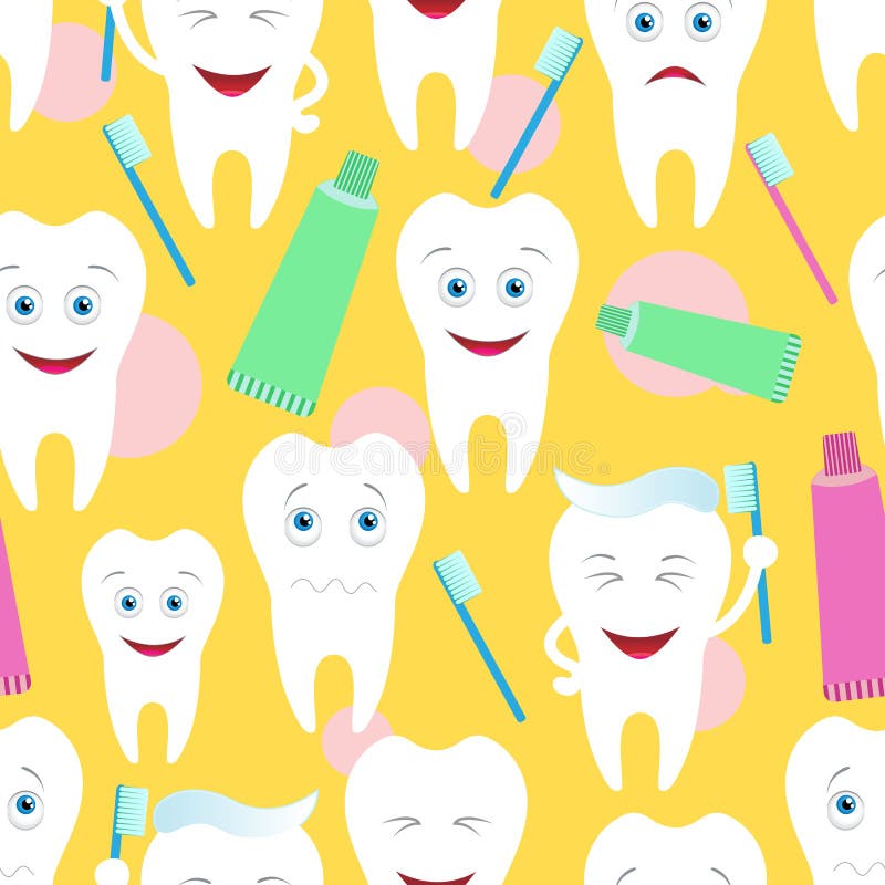 Teeth Background .Seamless Pattern with Teeth. Vector Baby Illustration ...