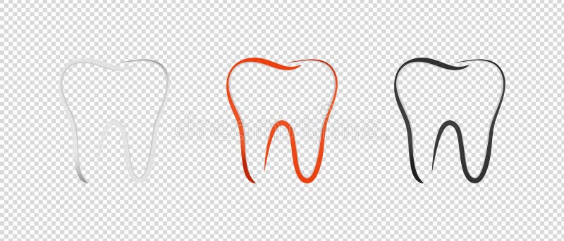 Teeth Set - Outline Vector Illustration - Isolated on Transparent ...