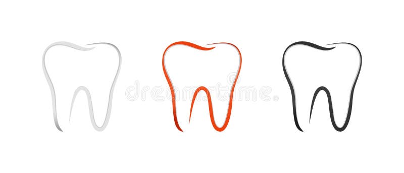 Teeth Set - Outline Vector Illustration - Isolated on White Background ...