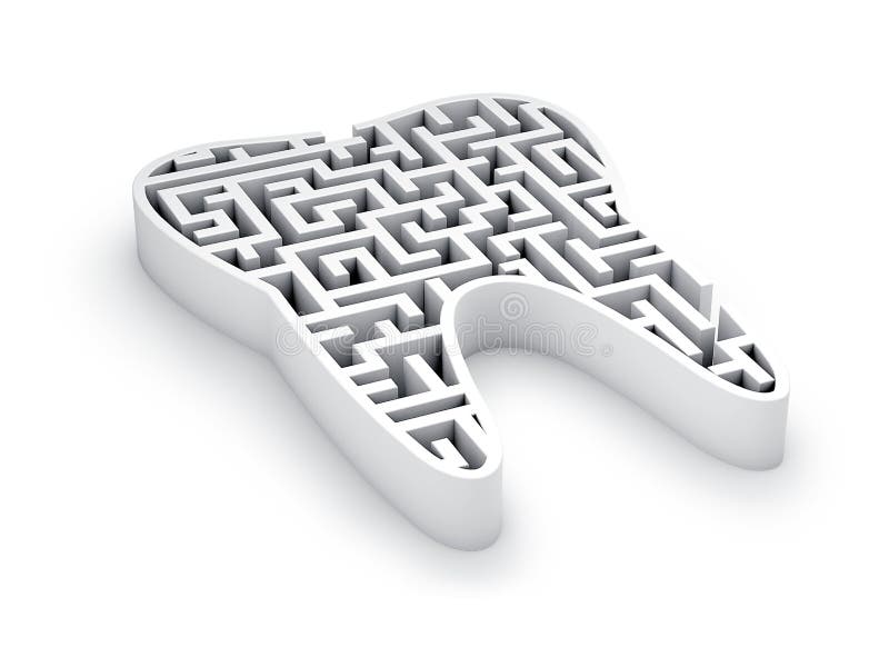 Teeth in Shape of 3d Maze or Labyrinth. Concept of Tooth. 3D Rendering ...