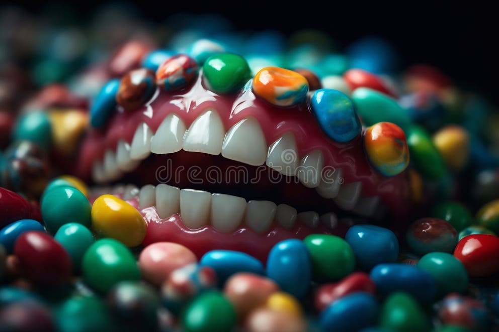 Teeth Sunken in Candy. Generative AI Image. Stock Illustration ...