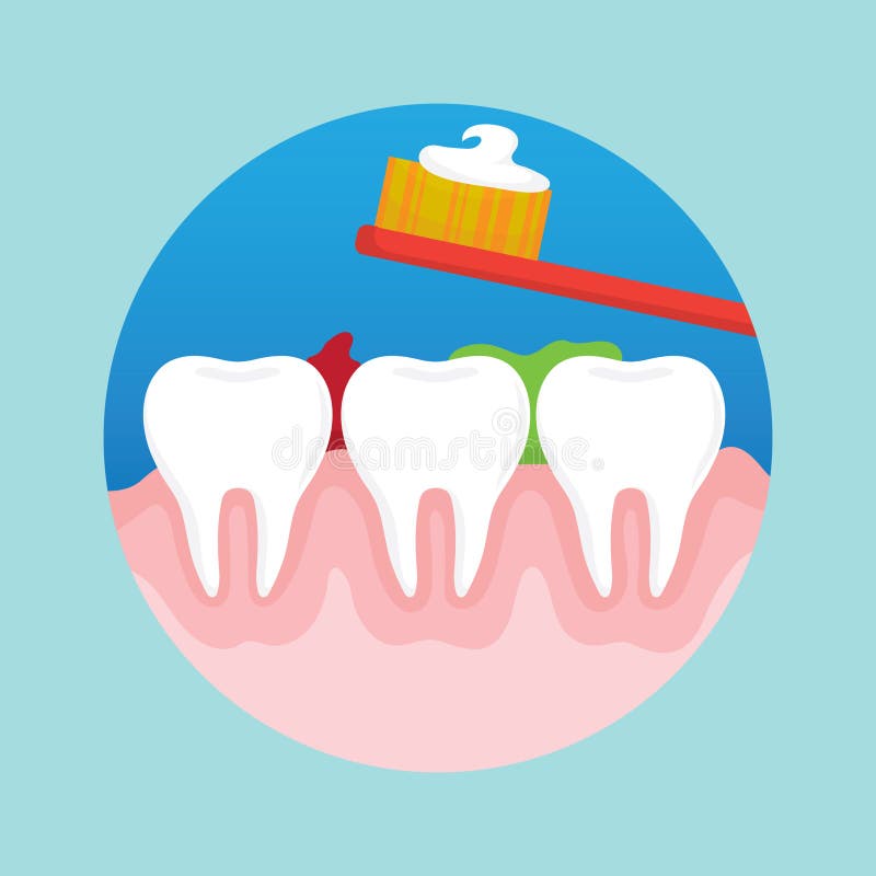 Teeth with Toothbrush. Vector Illustration Decorative Design Stock ...