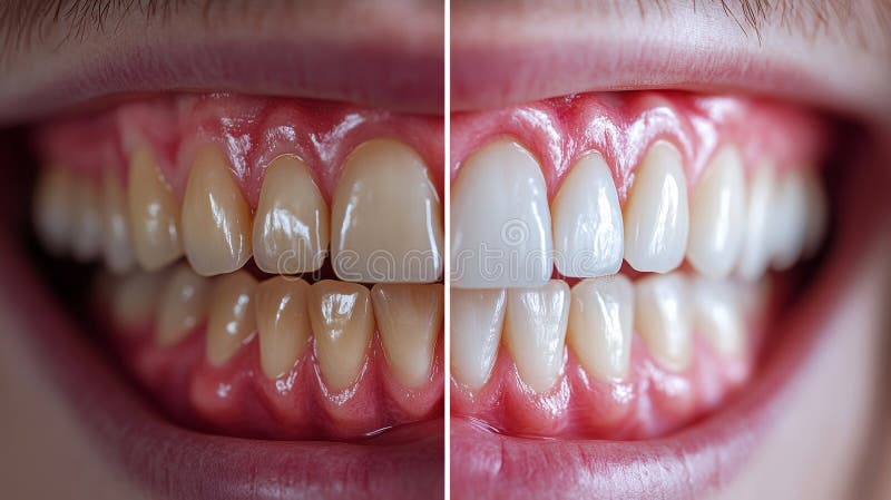 Before and after Teeth Whitening. Comparison of Human Teeth after ...