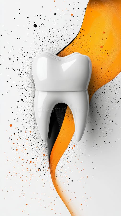 Teeth Whitening Concept. Abstract Glowing Tooth Surrounded by Soft ...