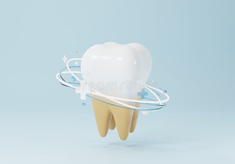 Teeth Whitening 3D Illustration. Half Yellow Half White Tooth in the ...