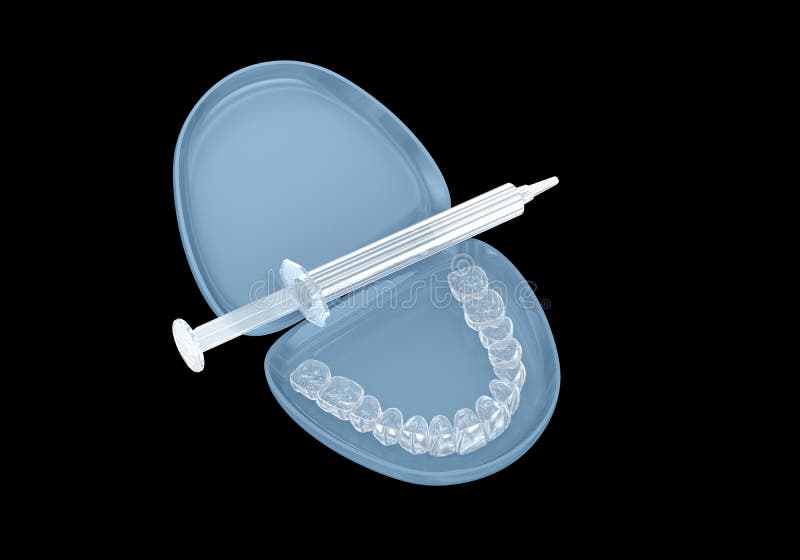 Teeth Whitening Kit, Invisalign and Gel. 3D Illustration Concept Stock ...