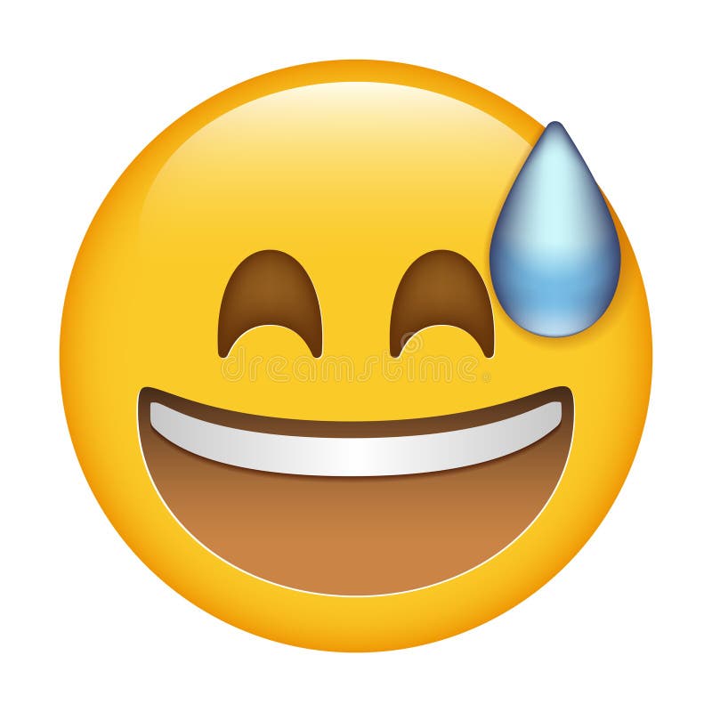Teething Laughing Face with Drop of Sweat Emoticon Stock Vector ...