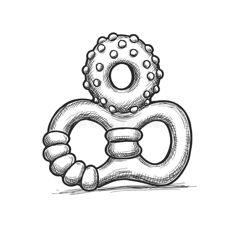 Teething Toy Illustration Design in Black and White Stock Illustration ...