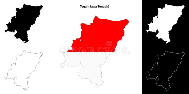 Tegal outline map stock vector. Illustration of template - 356965892